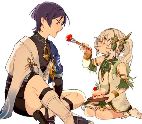 Nahida Scaramouche And Wanderer Genshin Impact Drawn By Takotakoone