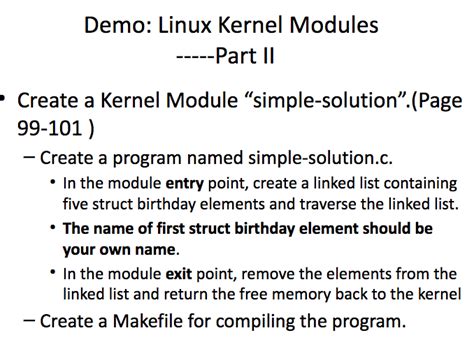 Solved Linux Kernel Modules Demo Part II Create A Kernel Chegg