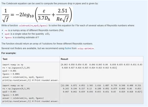 Solved The Colebrook Equation Can Be Used To Compute The