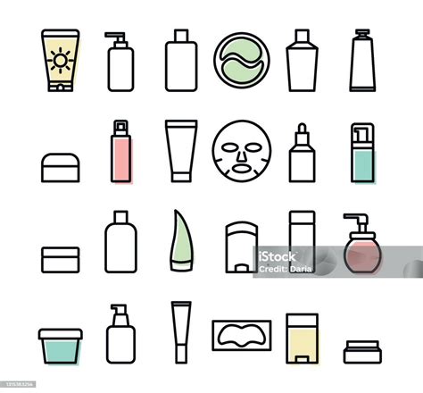 간단한 벡터 아이콘 집합입니다 화장품 한국 스킨 케어 루틴 0명에 대한 스톡 벡터 아트 및 기타 이미지 0명 마스크 팩 벡터 Istock