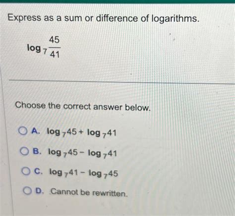 Solved Express As A Sum Or Difference Of Logarithms