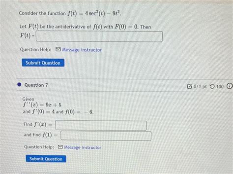 Solved Consider The Function F T 4sec2 T 9t3 Let F T Be Chegg Com