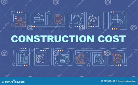 Construction Cost Text With Thin Linear Icons Stock Vector Illustration Of Outline Cost