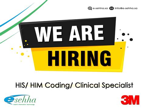 E Sehha Co On Linkedin His Him Coding Clinical Specialist Qualification Preferred…