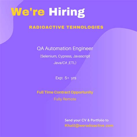 Radioactive Technologies On Linkedin Hiring Remotework Share Resume Qaautomationengineer