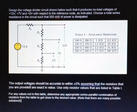 Solved Design The Voltage Divider Circuit Shown Below Such