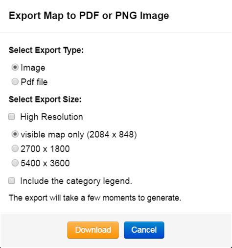 Export Your Visible Map To An Image Png Or Pdf File