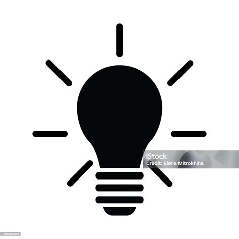 전구 아이콘입니다 아이디어의 상징 빛의 광선이있는 백열 전구의 실루엣 검은색에 대한 스톡 벡터 아트 및 기타 이미지 검은색 광선 교육 Istock