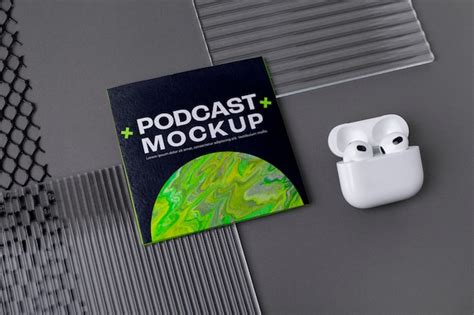 정보가 포함된 팟캐스트 요소 모형 프리미엄 Psd 파일