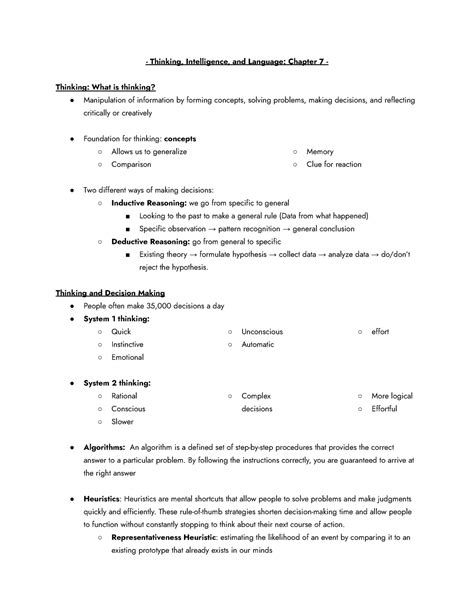 Psych 100 Chapter 7 Thinking Intelligence And Language Thinking
