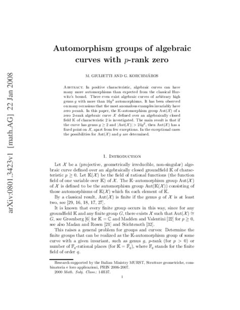 Pdf Automorphism Groups Of Algebraic Curves With P Rank Zero