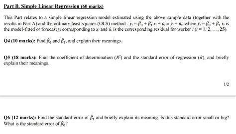 This Part Relates To A Simple Linear Regression Model Chegg