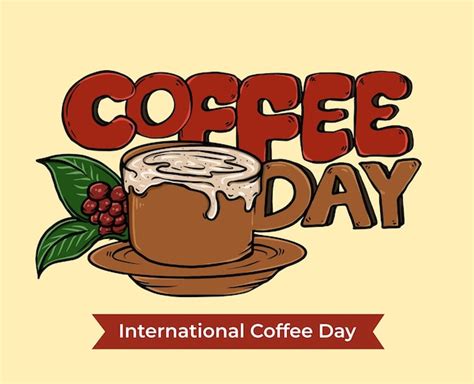 국제 커피의 날 일러스트 로고 벡터 프리미엄 벡터