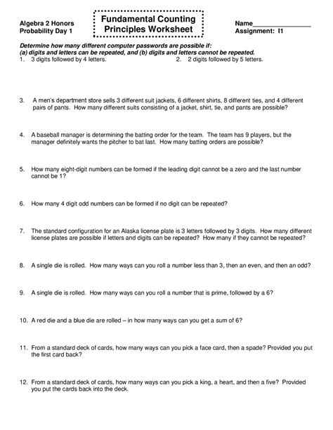 Fundamental Counting Principle Themed Math Worksheets Worksheets Library