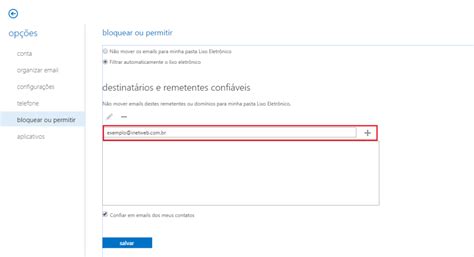 Como Adicionar Um Remetente Como Confiável Owa Ajuda Inetweb Base De Conhecimento