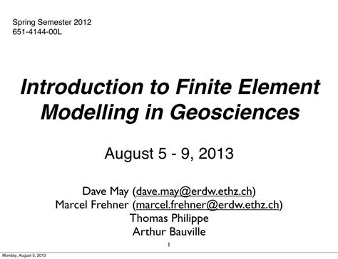 Pdf Introduction To Finite Element Modelling In Geosciencesjupiter Ethz Ch ~gfdteaching