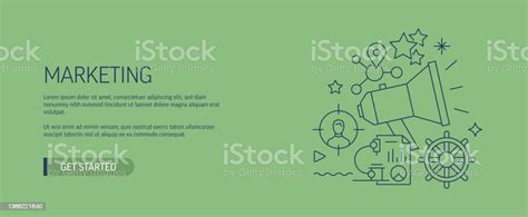 마케팅 관련 웹 배너 라인 스타일 웹 배너 웹 사이트 헤더 등에 대한 현대 디자인 벡터 일러스트레이션 개발에 대한 스톡 벡터 아트 및 기타 이미지 Istock