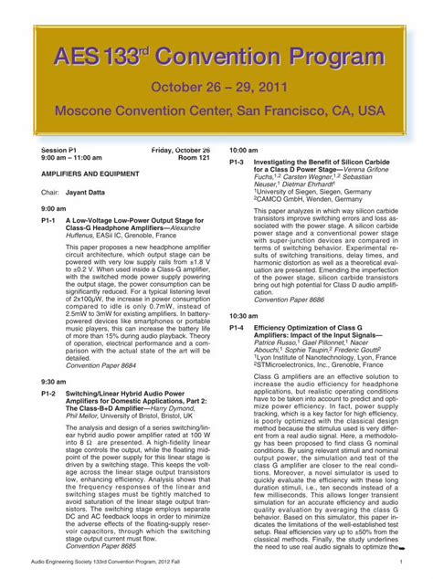 Pdf Aes133 Rd Conven Tion Pro Gram Aes Audio Engineering · Acoustic And Chemical