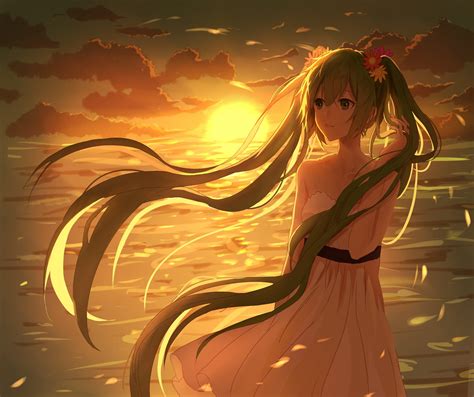 Hatsune Miku Vocaloid Sunset Wallpaper Hd Anime 4k Wallpapers