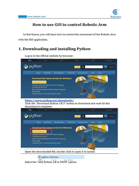 how to use gui to control robotic arm pdf