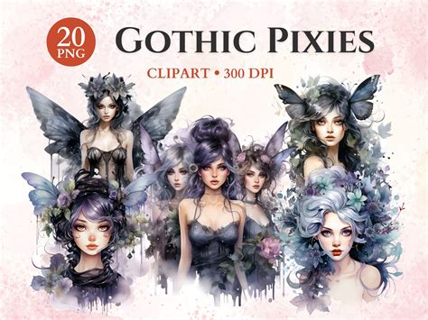 Gothic Pixies Clipart Pixie Clipart Fairy Png Gothic Fairy Etsy In 2023 Gothic Fairy Clip