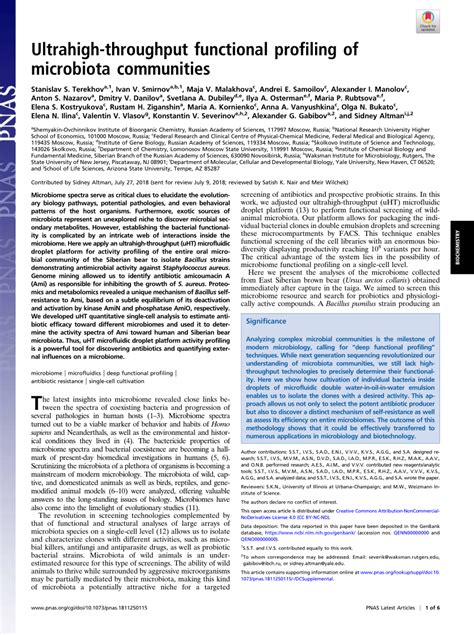 Pdf Ultrahigh Throughput Functional Profiling Of Microbiota Communities