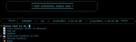 View Update Delete Historical Candle Data Backtestjs