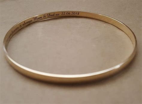 Laser Engraved Bangle Classic Sterling Silver Or 9ct Gold