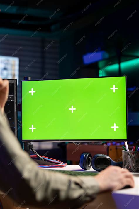 Premium Photo It Professional Upgrading High Tech Ai Using Chroma Key Computer