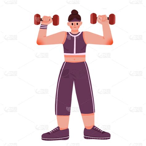 手绘 健身人物主题贴纸套系 运动素材 花瓣网