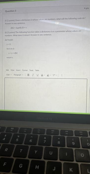 1 12 Points Ghyen A Dictionary D Whose Valoen Are