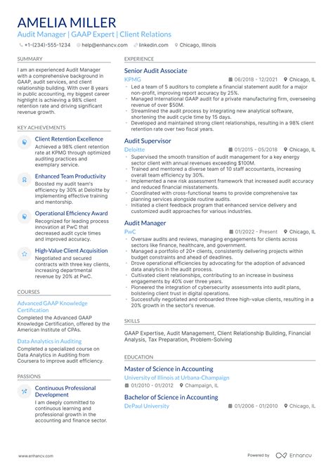 Audit Manager Resume Examples Guide For