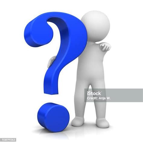높은 해상도에서 흰색 배경에 고립 막대기 그림 남자 포인팅 아이디어 기호 쿼리 기호를 묻는 생각으로 물음표 심문 포인트 3d 블루 3차원 형태에 대한 스톡 사진 및 기타