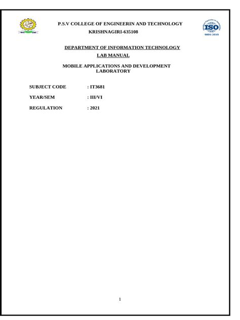 It3681 Mobile Application Development 1 Copy Pdf Android Operating System Mac Os