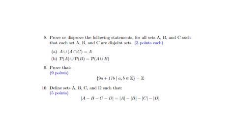 Solved Prove Or Disprove The Following Statements For Chegg