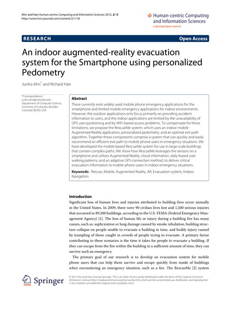 Pdf An Indoor Augmented Reality Evacuation System For The Smartphone