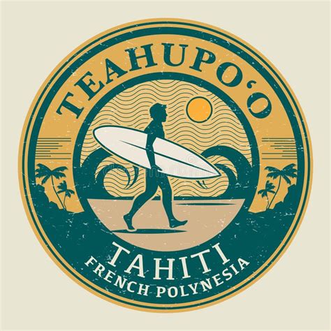 French Polynesia Surfer Sticker Stock Illustrations 1 French