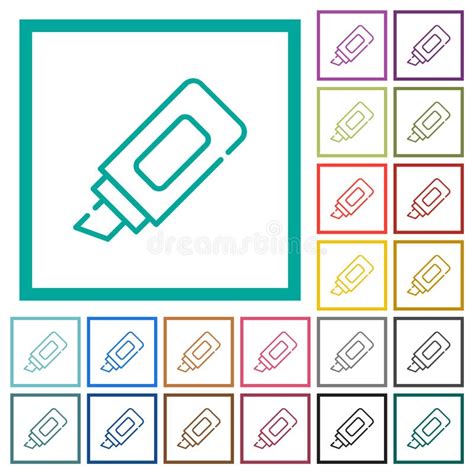 Office Marker Outline Flat Color Icons With Quadrant Frames Stock Vector Illustration Of