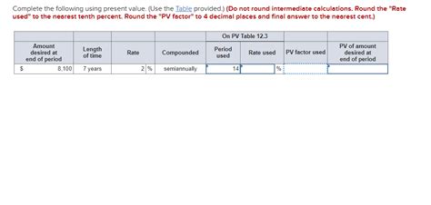 Solved Complete The Following Using Present Value Use The Chegg
