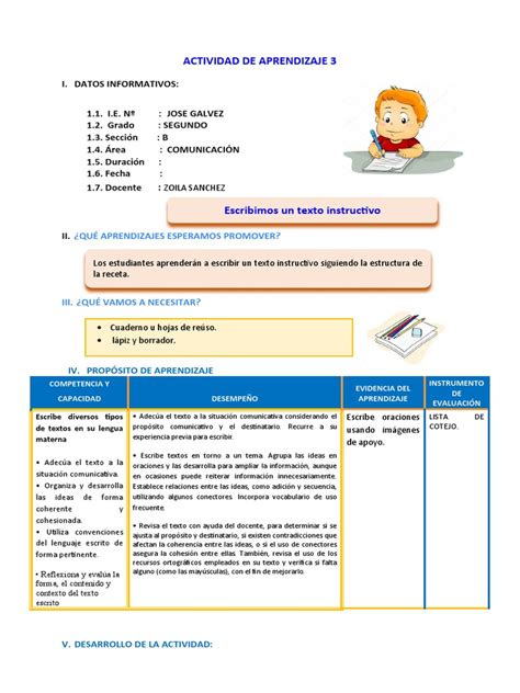 D3 A2 Sesion Com Escribimos Un Texto Instructivo Pdf