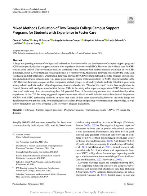 Mixed Methods Evaluation Of Two Georgia College Campus Support Programs