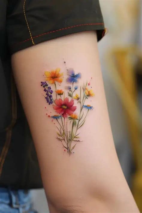 25 Feminine Floral Color Tattoos That Look Beautiful