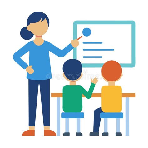 Teacher Instructing Students In A Classroom Illustration With Teacher Instructing Students In A Classroom Illustration With