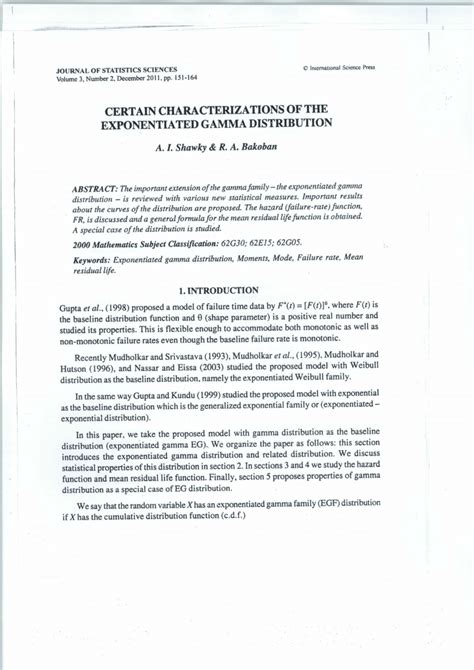 Pdf Certain Characterizations Of The Exponentiated Gamma Distribution