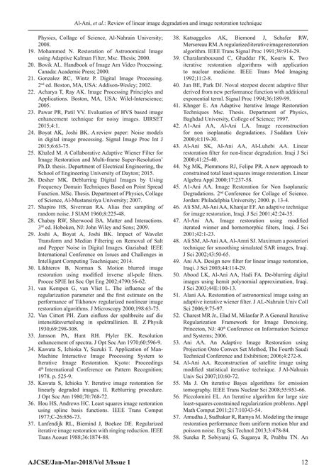 Review Of Linear Image Degradation And Image Restoration Technique