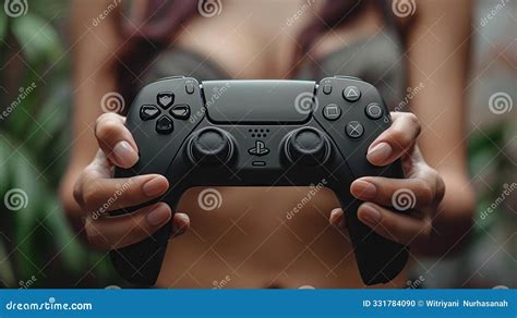 Woman Holding A Ps Controller Stock Illustration Illustration Of Person Leisure