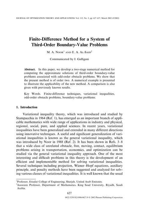 Pdf Finite Difference Method For A System Of Third Order Boundary