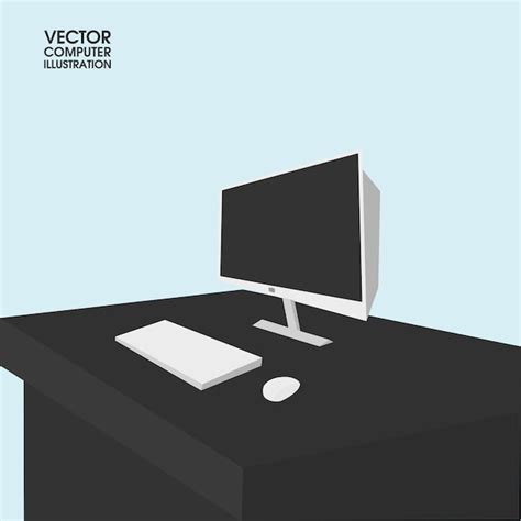 Premium Vector Desktop Computer On Desk In Office Vector Illustration