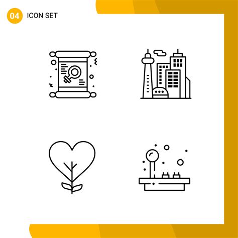 4 Icon Set Line Style Icon Pack Outline Symbols Isolated On White Backgound For Responsive