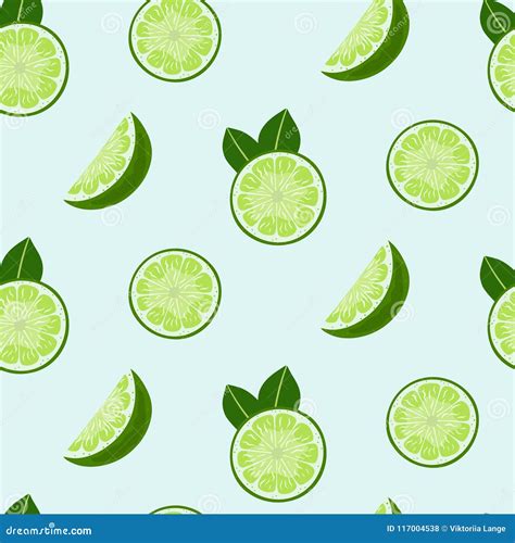 Lime Slices And Leaves Seamless Pattern Stock Vector Illustration Of Paper Fabric 117004538